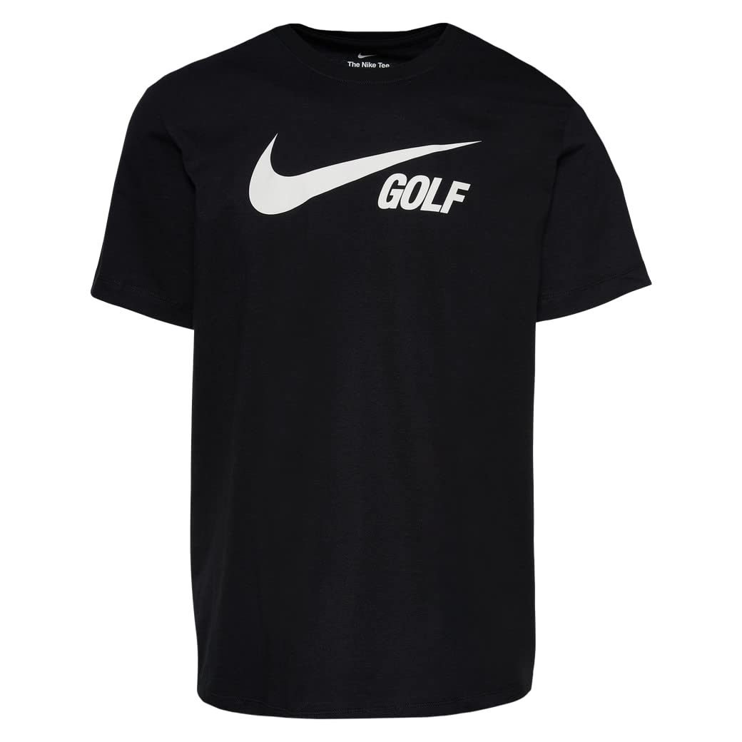 Nike Men's Golf Cotton Swoosh T-Shirt (as1, Alpha, l, Regular, Regular, Black/White)
