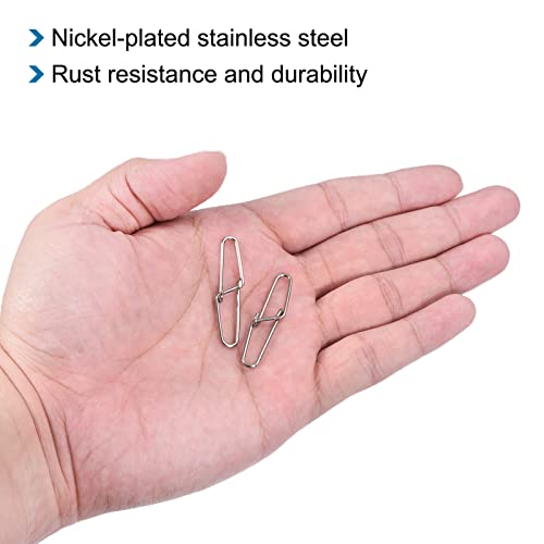 PATIKIL Duo-Lock Snaps, 100 Pack 154LBS Stainless Swivel Slid Rings Fishing Tackle Kit for Saltwater Freshwater, Silver