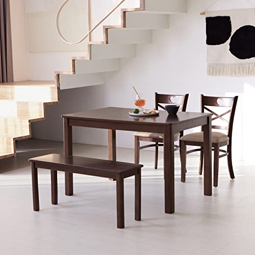 Livinia Cabin 45.3" Wooden Dining Table/Small Rectangular Modern Farmhouse Solid Wood Kitchen Table Desk (Walnut)