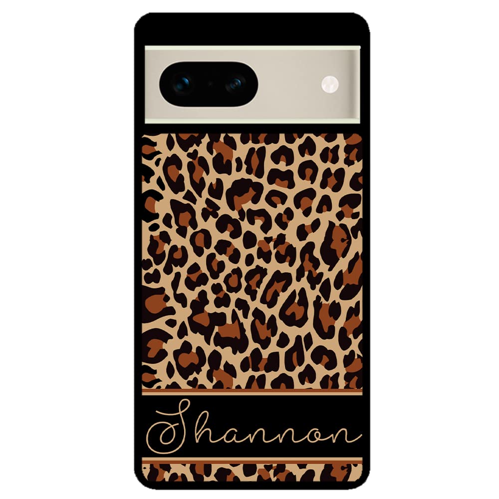 Leopard Animal Skin Personalized Black Rubber Phone Case Compatible With Google Pixel 8 Pro, 8a, 8, 7a, 7, Pixel 7 Pro, 6a, Pixel 6 Pro, 6, 5, 4a 5G, 4a 4G, 4, 4 XL, 3a, 3a XL, 3, 3 XL, 2 XL, 2