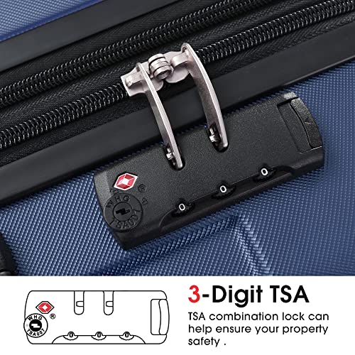 Merax Hardside Luggage Sets 3 Piece Luggage Set Carry On Expandable Luggage with TSA Lock Spinner Wheels for Men Women (Blue)