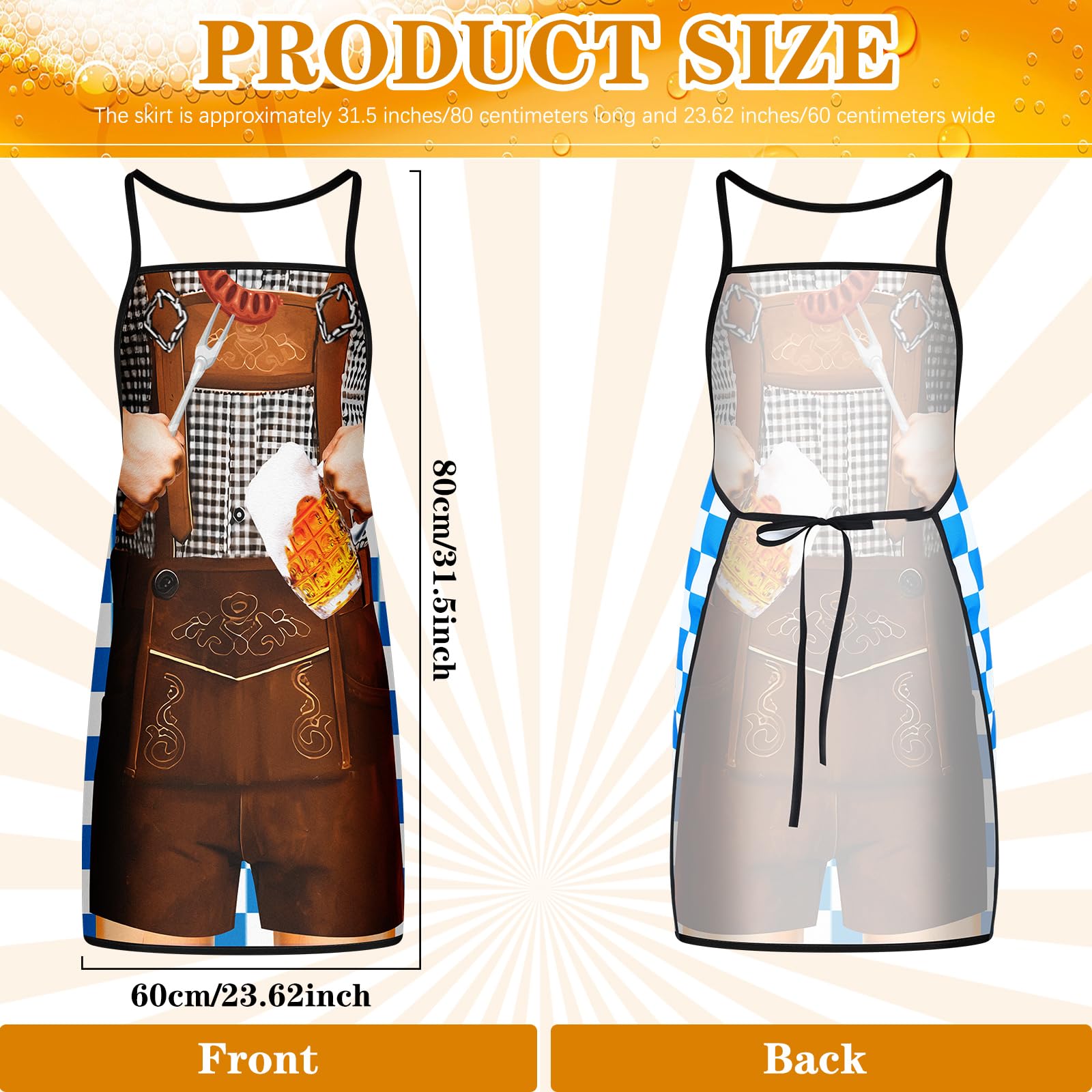 Leumoi 4 Pcs Male Oktoberfest Apron Bavarian Funny Oktoberfest Apron Kitchen Cooking Apron for Oktoberfest Party