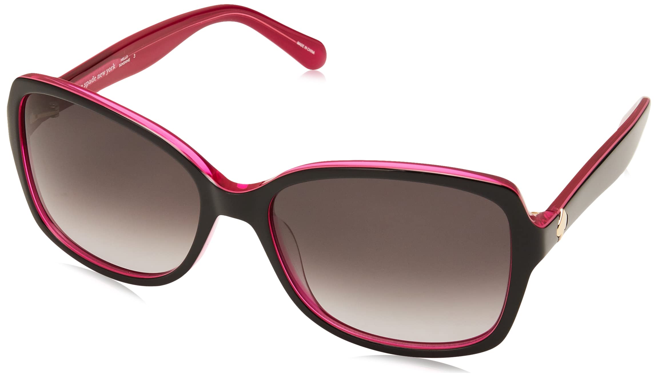 Kate Spade New York Women's Ayleen Rectangular Sunglasses, Black Pink/Gray Gradient, 56 mm