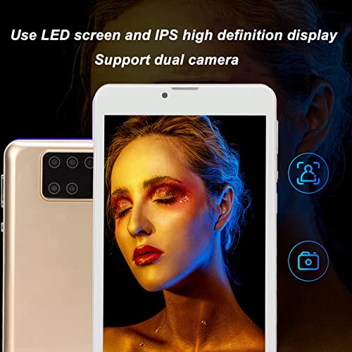 Zunate 7in IPS Kids Tablet PC, Octa Core CPU Gaming Tablet with 2GB 32GB, 1280x800 FHD Screen, Bluetooth Dual Band WiFi, 4500mAh Large Battery, Dual SIM 3G Calling Tablet for Android 10(Gold)