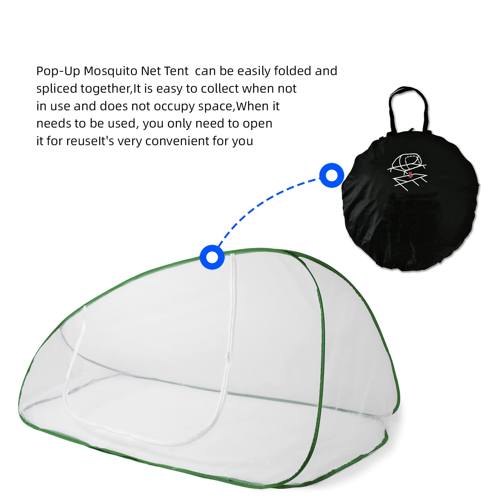 Pop UP Mosquito Tent for Camping Outdoor Travling Backyard, Self Standing Auto- Expanding, Single Portable Mosquito Net Tent (Tarp Floor)