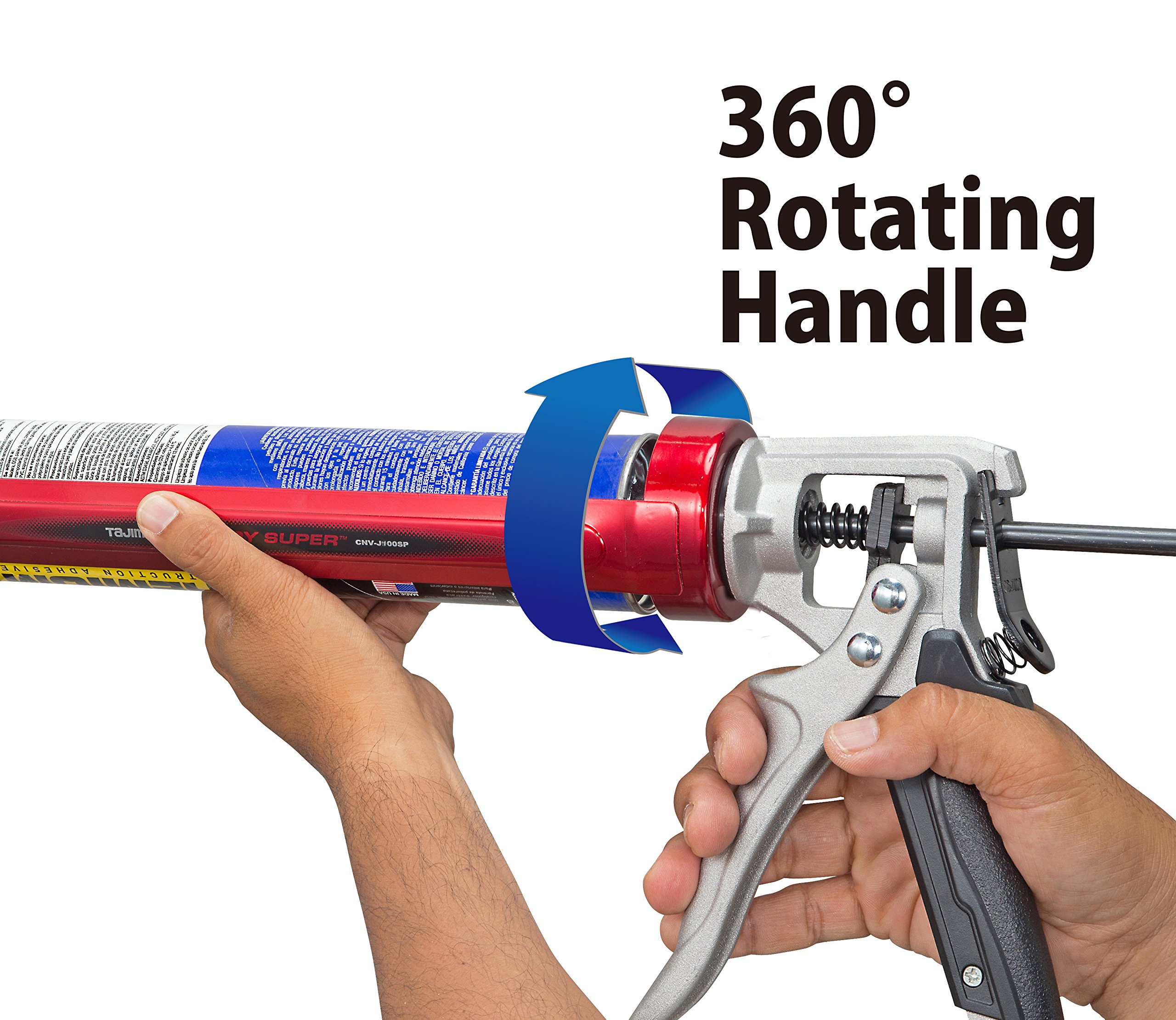 TAJIMA Caulk Gun - 1/10 Gallon (10 oz) Convoy Super Caulking Tool with Rotating Cradle & Auto Flow Stop - CNV-100SP