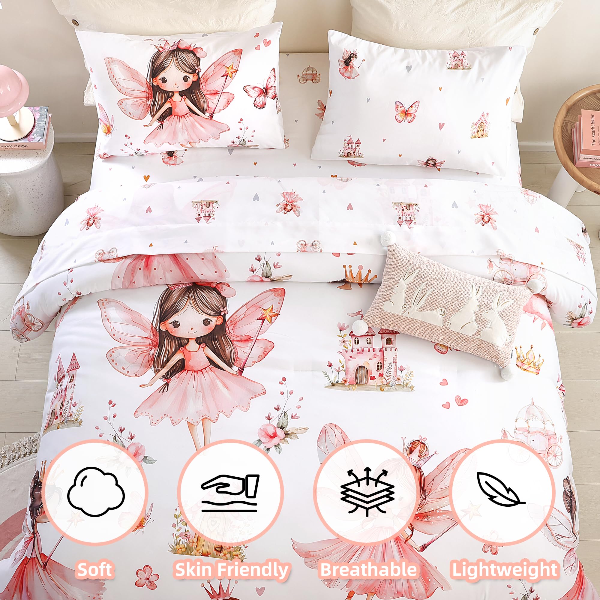 weigelia Twin Comforter Set 5 Pieces Bed in a Bag Fairy Castle Kids Comforter Set Lightweight Soft Twin Bedding Sets for Girls Boys