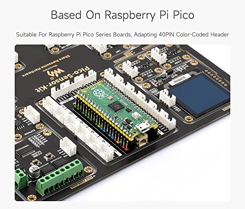 Waveshare Entry-Level Sensor Kit Compatible with Raspberry Pi Pico, Including Pico Expansion Board and 15 Common Modules-Sensor Kit + Raspberry Pi Pico H