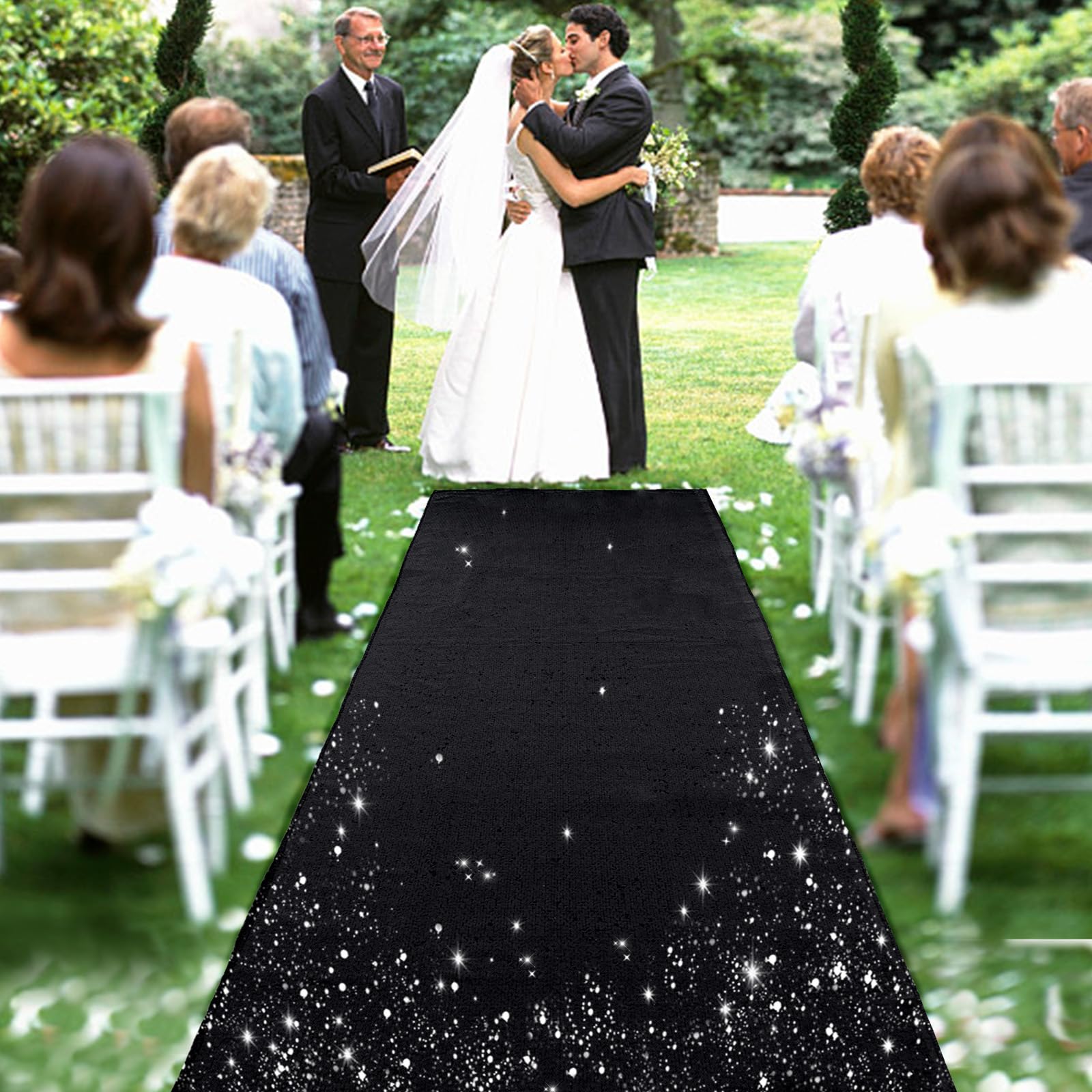 Wedding Aisle Runner White 2FTx15FT Sequin Carpet Runner for Wedding Sparkly Runner Rug for Indoor Outdoor Weddings Engagement Ceremony Decoration