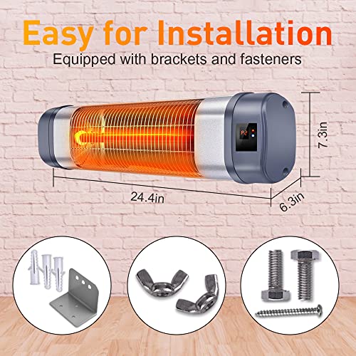 Wall Mounted Electric Heater, 1500W Hanging Space Heater w/Remote, Timer&1s Fast Heat, Overheat Protection, Super Quiet Waterproof Outdoor Patio Heater, Garage Heaters for Indoor Use