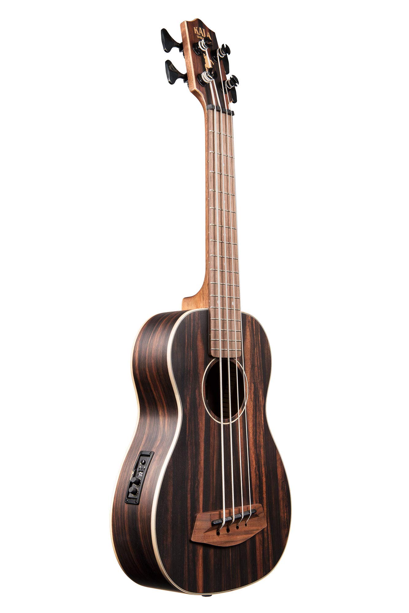 Kala UBASS-EBY-FSRW Striped Ebony Acoustic-Electric Ukulele Bass with Round Wounds