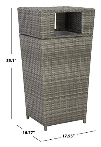 Safavieh Outdoor Collection Mazeli Grey Wicker Trash Bin