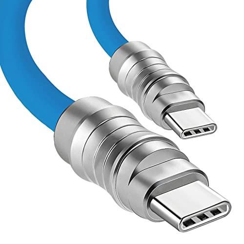 WLGQ USB C to USB C Cable, PD100W Skin-Friendly Liquid Silicone Material Fast Charging Cable USB Type C Interface Device Universal Charging Cable(Blue-6.6ft-2pcs)