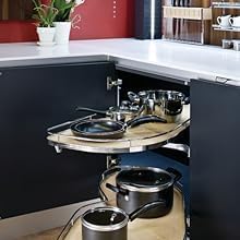 Lemans II Set 2-Shelf Lazy Susan with Soft-Close for Blind Base Corner Cabinets (884 sq. Model 50, Tray Size: 18", Swings Right)