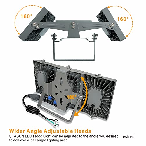 STASUN LED Flood Light Outdoor, 150W 13500lm Outdoor Lighting with 330° Lighting Angle, 5000K, 3 Adjustable Heads, IP66 Waterproof LED Exterior Security Area Lights for Yard, Stadium, Parking Lot