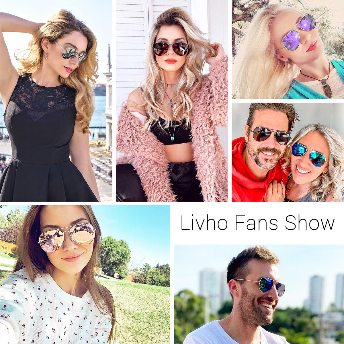 livho Classic Polarized Aviator Sunglasses UV Mirrored Lens Metal Retro Shades for Women Men (Black Grey Lens/Gold Frame, 58mm, medium)