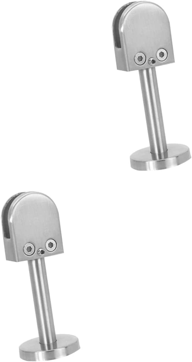 Shelf Brackets Wall Shelves 2 Pcs Flat Handrail Support Ground Balustrade For Clip Back Staircase Panel Post Fixing Glass Stainless Rod Clamps Floor Bracket Base Steel Clamp Brackets Shelf Adjustable