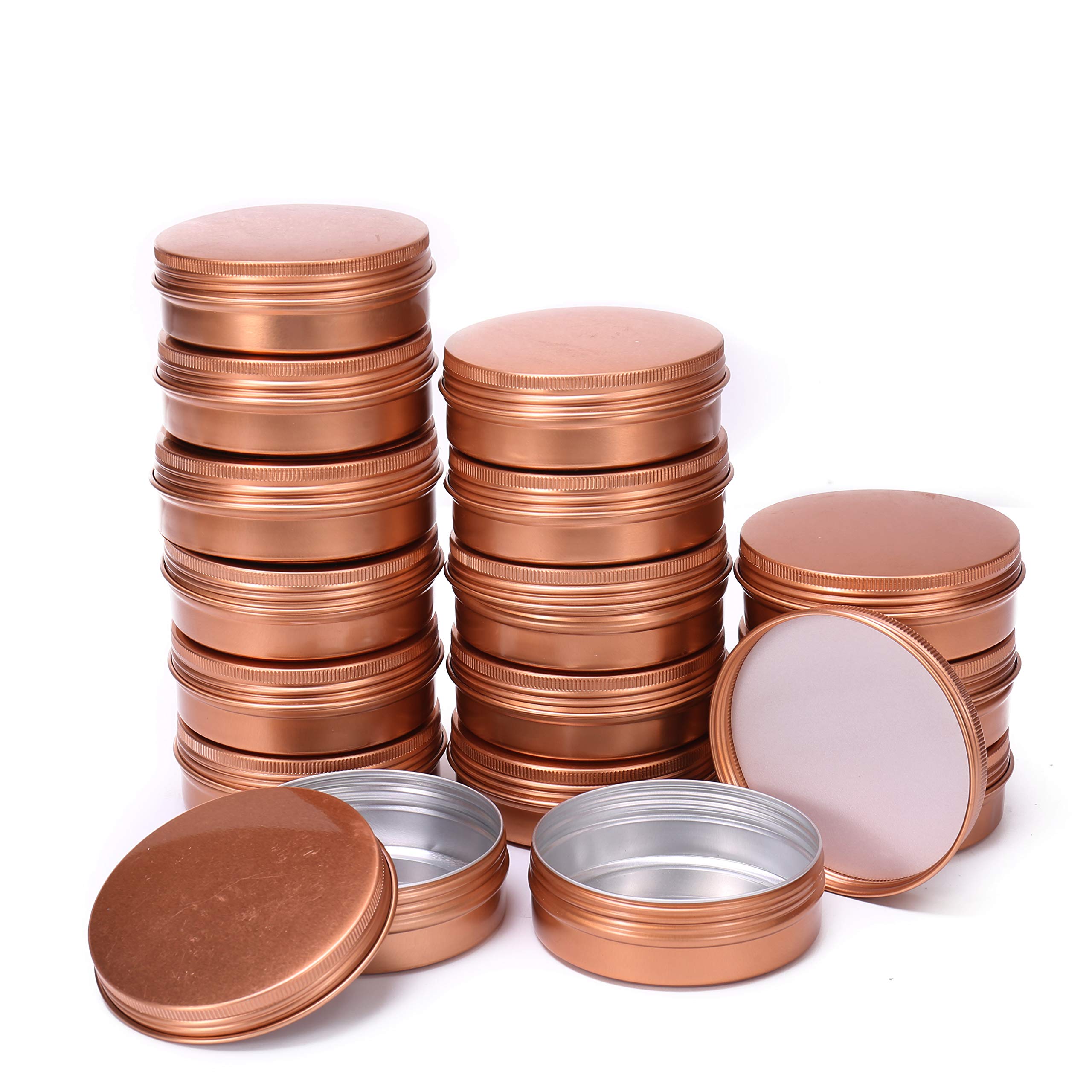 LIYAR 4oz Cans Tin Aluminum Metal Tin 24 Pack Metal Container Jars Aluminum Round Tins with Screw Lids for Salve, Spices or Candies(Pastel Orange)