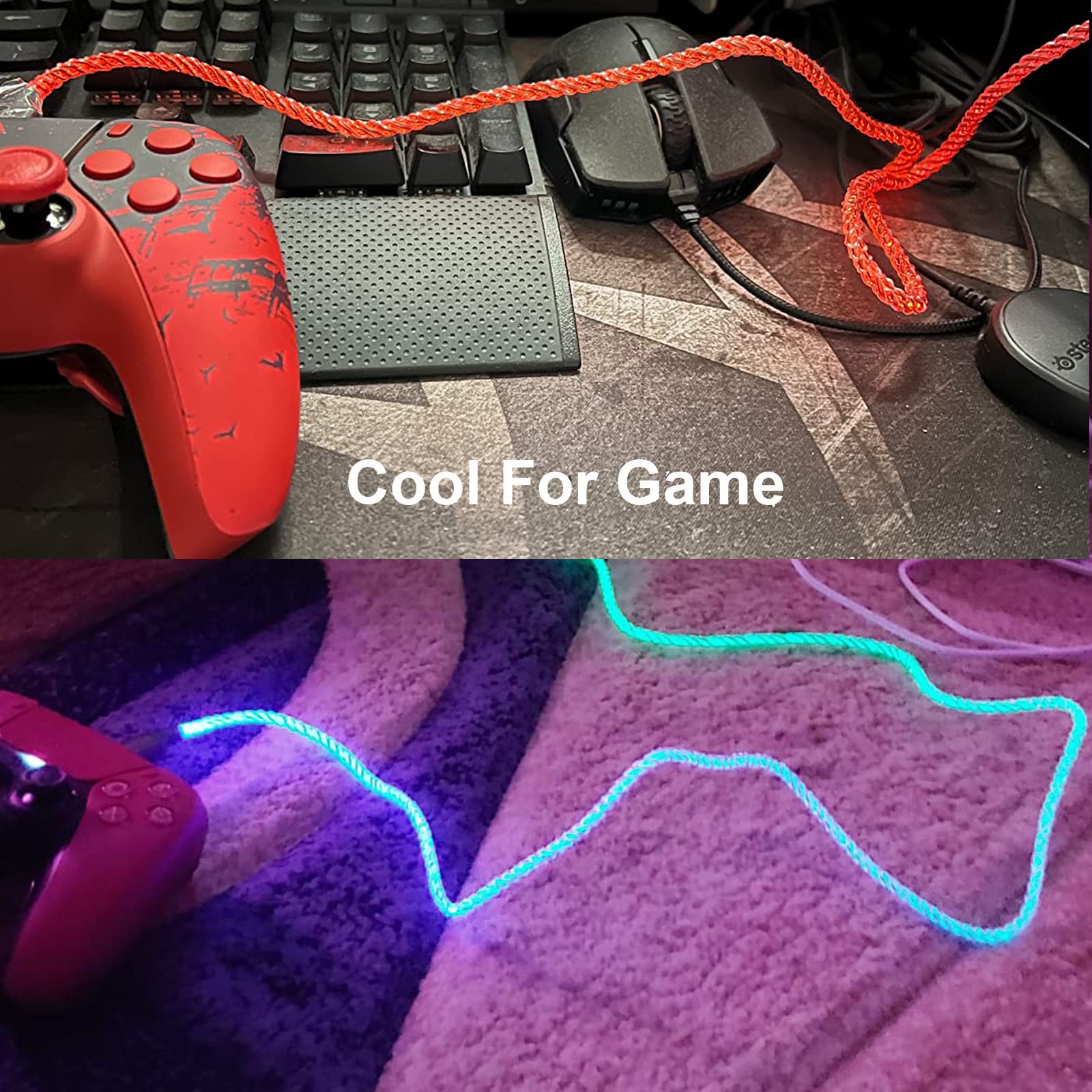 Upgraded Light Up USB C Cable (2 Pack 3 Ft), RGB Led Charging Cable, Premium USB-C to USB-A Fast Charging Type C Cable for Samsung Galaxy, Fun Gift for Wife Mom Daughter Girlfriend