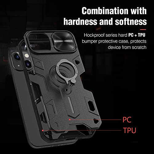 Nillkin Case for iPhone 13 Pro Max Case, [Built in Kickstand&Camera Protector] Shockproof Hard PC&Bumper Hybrid Cover Phone Case for Phone 13 Pro Max 6.7'' Black