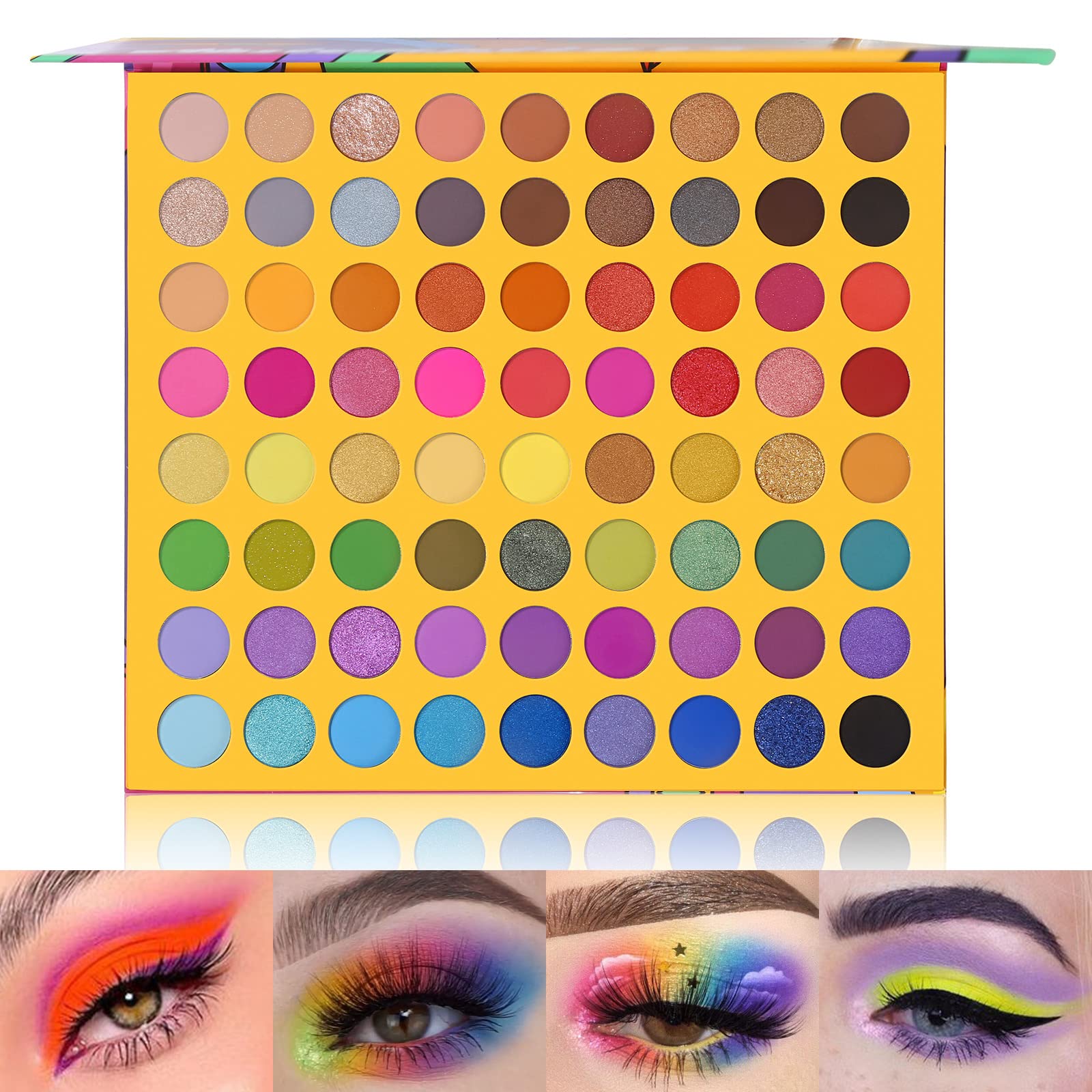 UCANBE Shimmer Matte Eyeshadow Palette, Abstraction Make Up Pallet 72 Colors Stunning Rainbow Eye Shadow Palletes Makeup High Pigmented Blendable Women Beauty Kit (03)