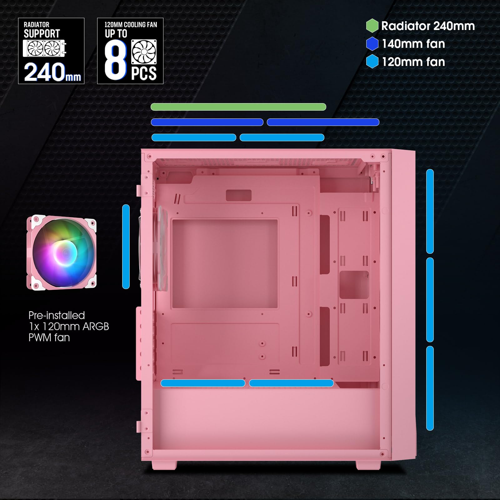 Vetroo M03 Compact Computer Case Micro ATX Mini ITX White Gaming PC Case Rear 120mm Addressable RGB Fan Pre-Installed Door Opening Tempered Glass Side Panel & Front Mesh Panel