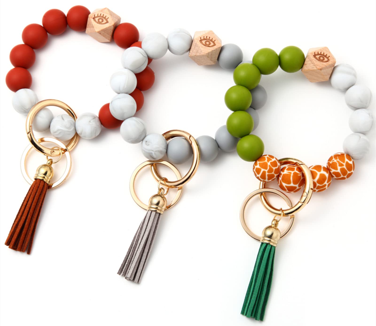 QfungYe Silicone Wristlet Keychains Key Ring Bracelets Wristlet Keychain Tassel For Women