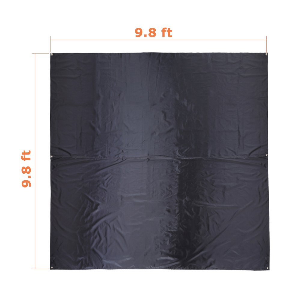 KampFit 9.8'x9.8' Waterproof Tent Tarp with 6 Pcs Ultralight Tent Stakes, Army Green