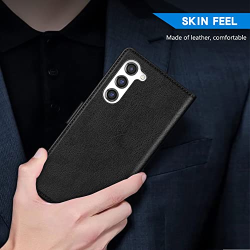 ZZXX Samsung Galaxy S23 Wallet Case with [RFID Blocking] Card Slot Kickstand Magnetic Closure Leather Flip Fold Protective Phone Case for Samsung Galaxy S23 Case Walle(Black-6.1 inch)
