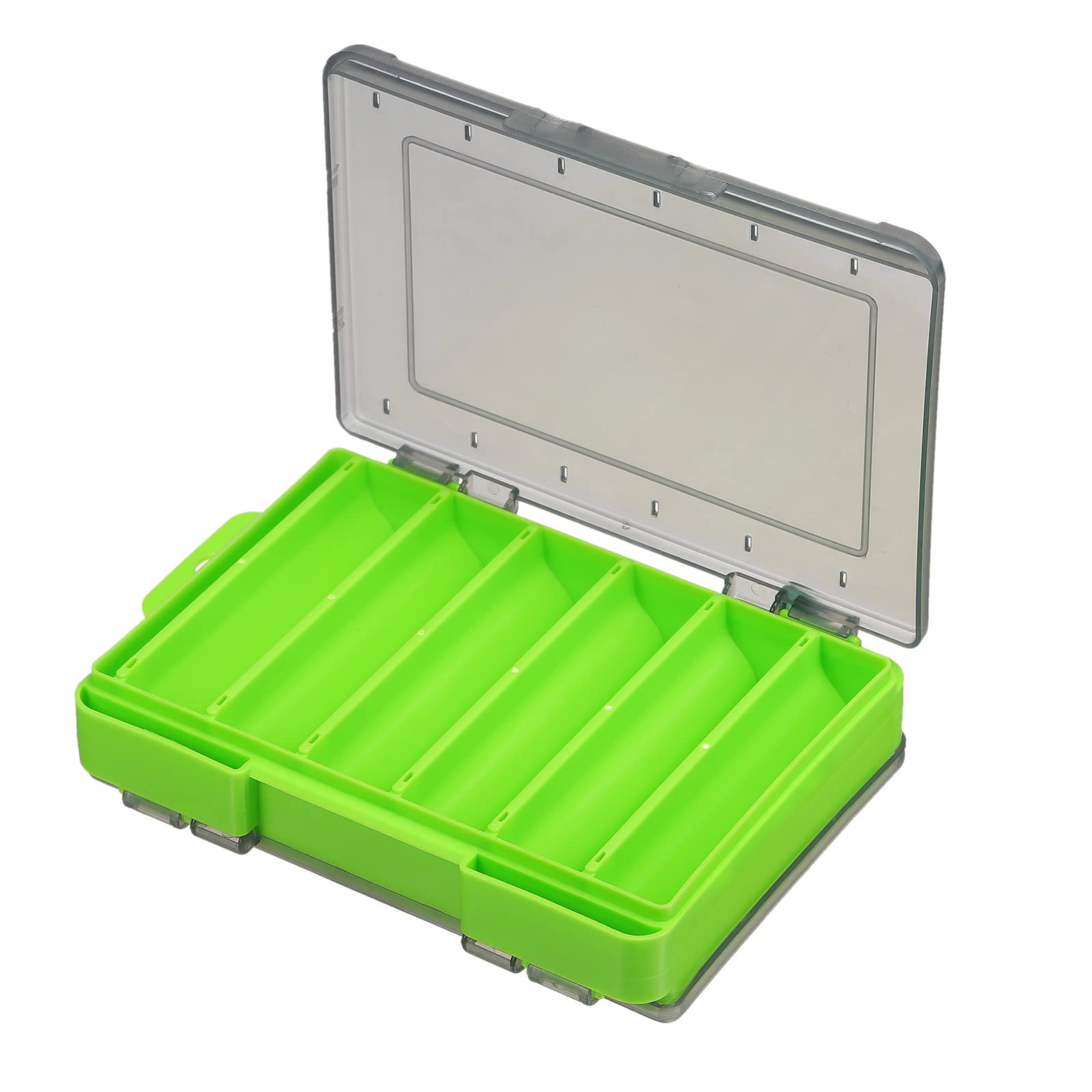 PATIKIL Two Sided Fishing Lure Storage Box Plastic Fish Tackle Container Organizer, Green
