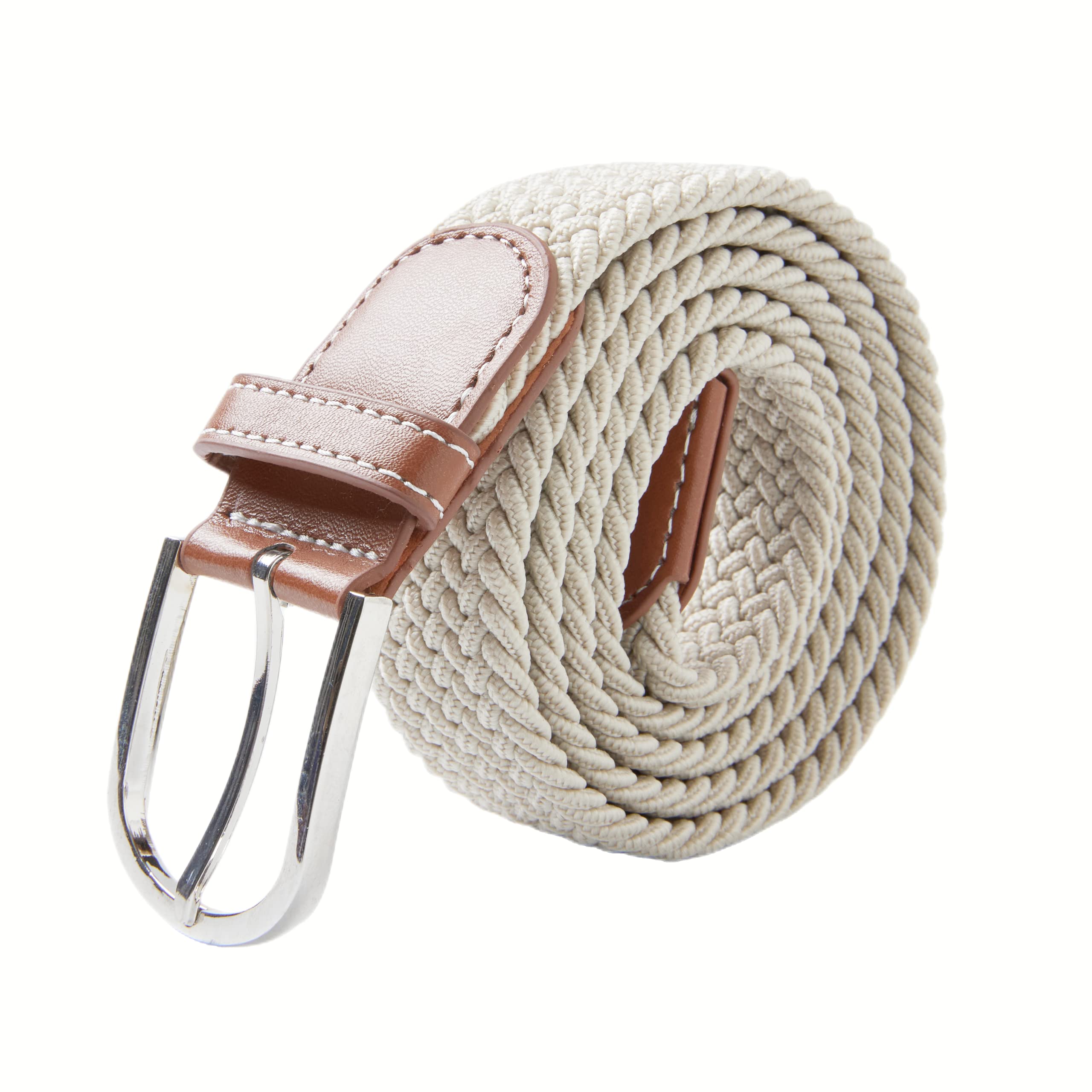 QHTETK Stretch Belt Men and Women Men's Woven Braided Web Belt for Golf Casual Pants Jeans (White)
