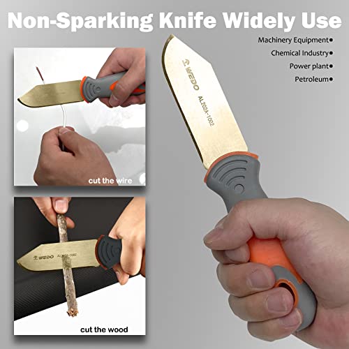 WEDO Non-Sparking Common Knife 8”, Spark-free Safety Knife, DIN Standard, BAM & FM Certificate, Aluminum Bronze