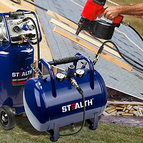 STEALTH Air Tank, 10 gallon High Pressure Air Tank with Maximum 225Psi Pressure, Ideal For Inflation Jobs, Blue-Saa-110T