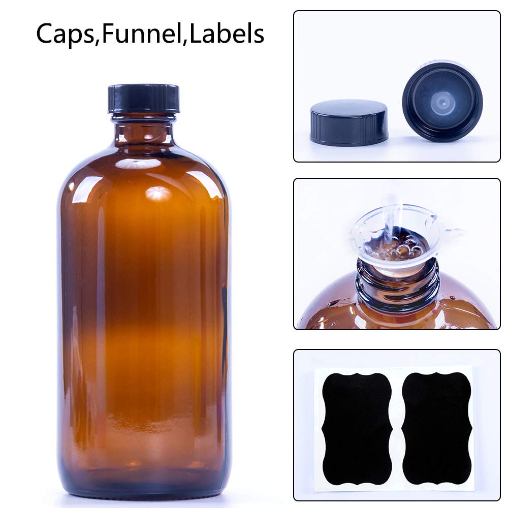LewisCare LC Cobalt Blue & Amber Glass Spray Bottles For Cleaning Solutions,Water Spray Bottle For Hair,16oz Refillable Container For Essential Oils, Mist & Stream Trigger Sprayer(2 Pack)