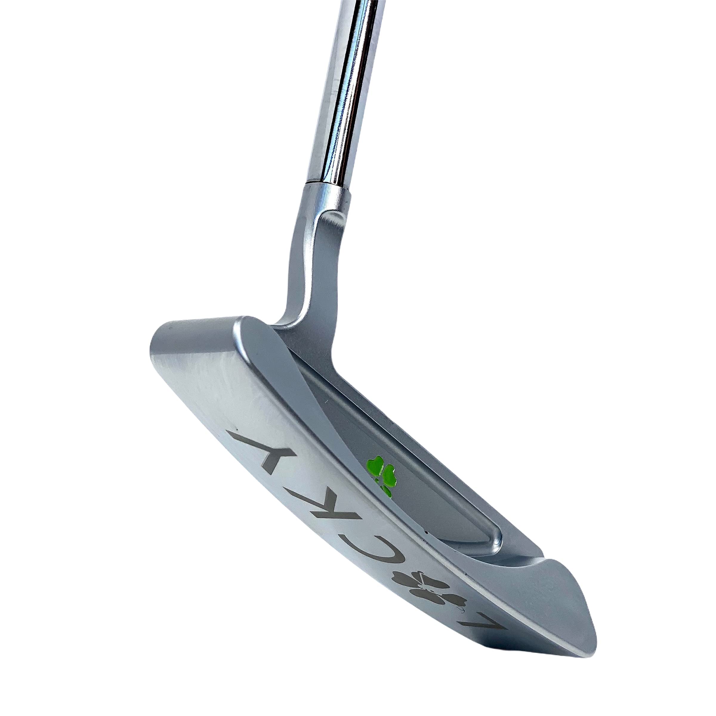 Lucky Golf Silver Putter: - Material: 1020 Forged Carbon Steel - Loft: 3.5 Degrees - Lie: 72 Degrees - Finished Weight: 370 Grams - Length: 35 inches - Authentic Lucky Golf Rubber Grips