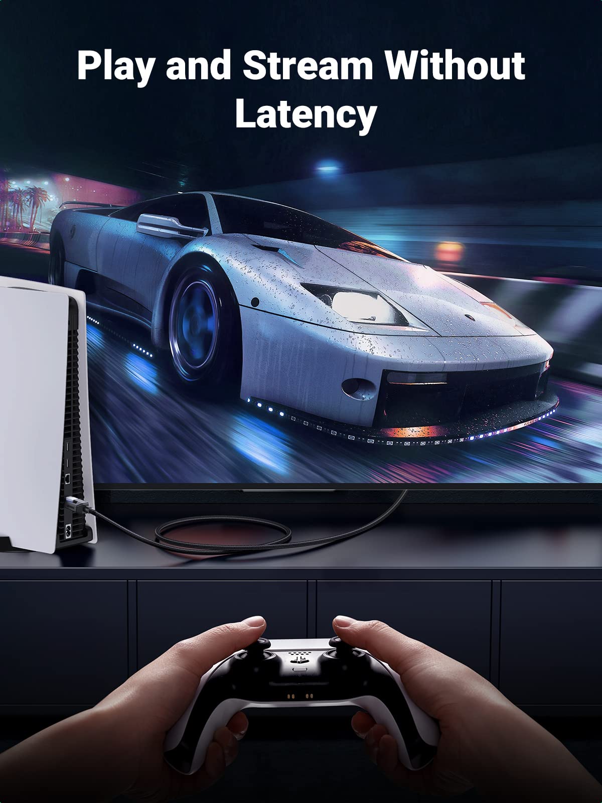 UGREEN Braided Cat 8 Ethernet Cable 6FT Bundle with Ethernet Adapter for Fire TV Stick