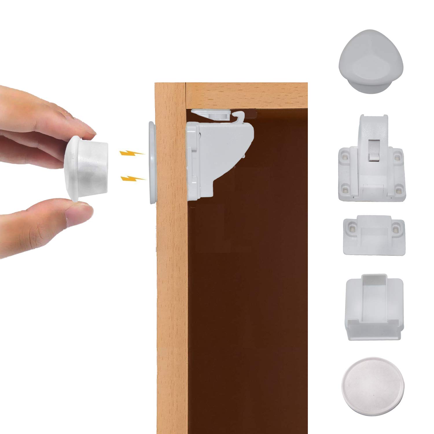 Magnetic Cabinet Locks Childproof Cabinet Locks Baby Locks for Cabinets and Drawers 4 Locks + 1 Key (Diamond)