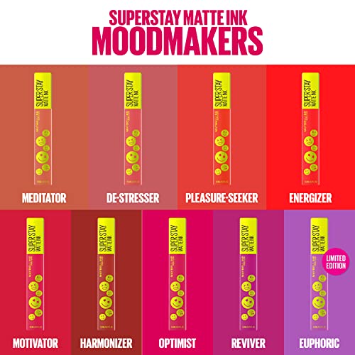 Maybelline Super Stay Matte Ink Liquid Lip Color, Moodmakers Lipstick Collection, Long Lasting, Transfer Proof Lip Makeup, De-Stresser, Mauve Nude, 1 Count