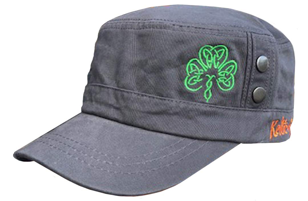 Lucky Irish St Patrick's Day Womans Short Brim Baseball Hat Featuring a Celtic Design Green Shamrock (Gray w/Green Shamrock)