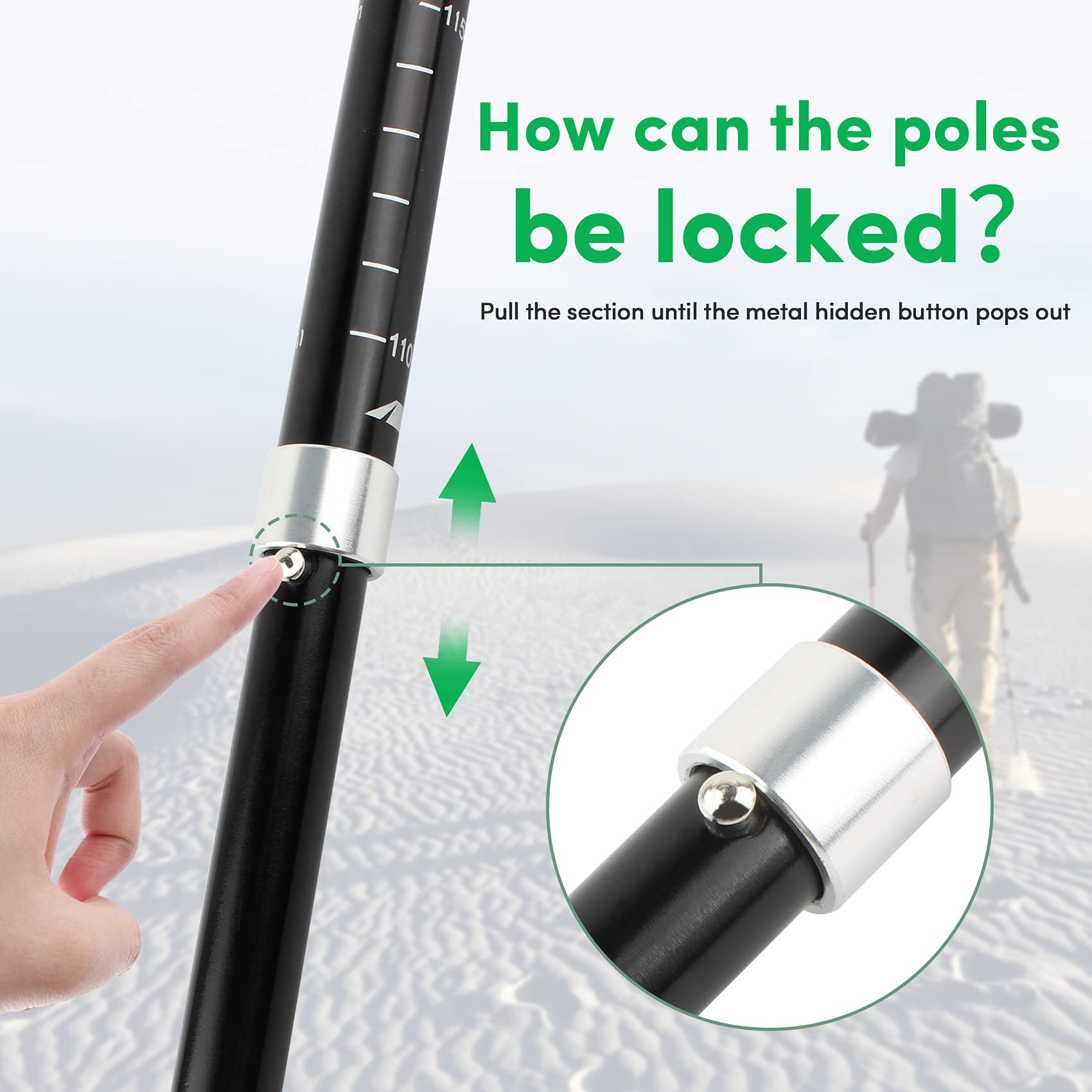 ORLANG Trekking Poles for Hiking - 2 Pack Lightweight Aluminum 7075 Walking Sticks for Hiking ,CollapsibleTelescopic Trekking Hiking Poles with Adjustable Quick Flip-Lock and EVA Handle - (Black)