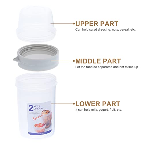 Zerodeko Breakfast on The Go Cups Portable Yogurt Cups Large Capacity Sealed Double Layer Food Container for Cereal Oatmeal Fruit