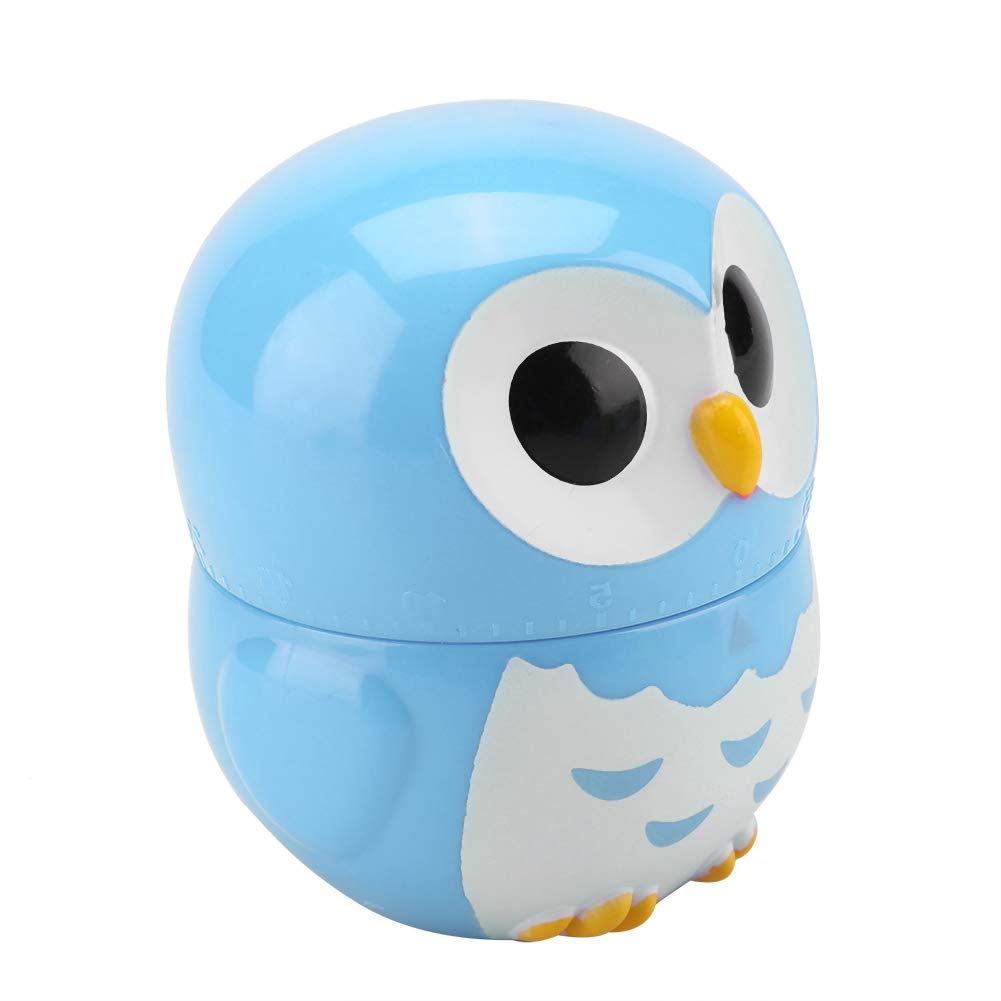 Owl Mechanical Kitchen Timer, Manual Cooking Timer, Mechanical Timer, Home Cooking Counters Clock, Portable Alarm Clock, Kitchen Cooking Tool for Cooking, Baking, Reading, Learning (Blue)