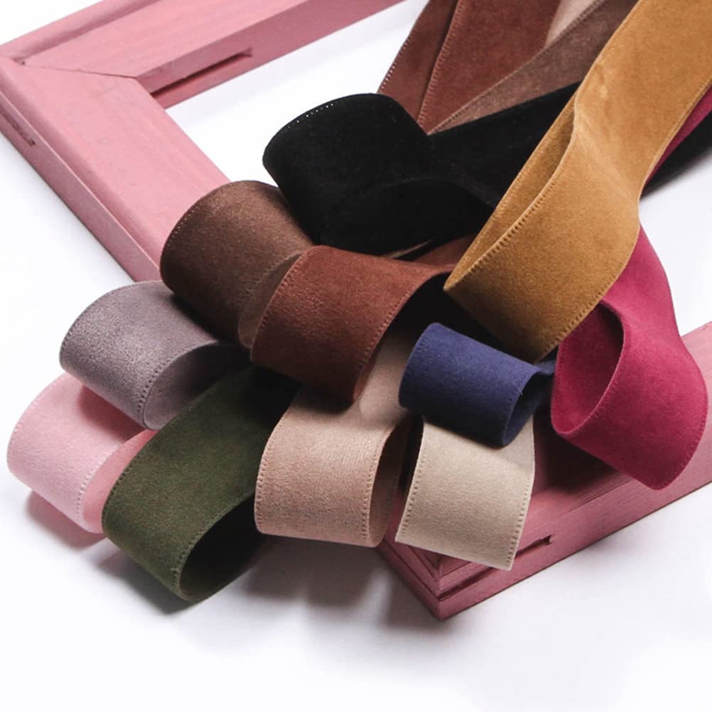 LATUROP 10 Yards/Roll 1 inch Army Green Double Face Velvet Ribbon for DIY Bows for Crafts Clothing Accessories