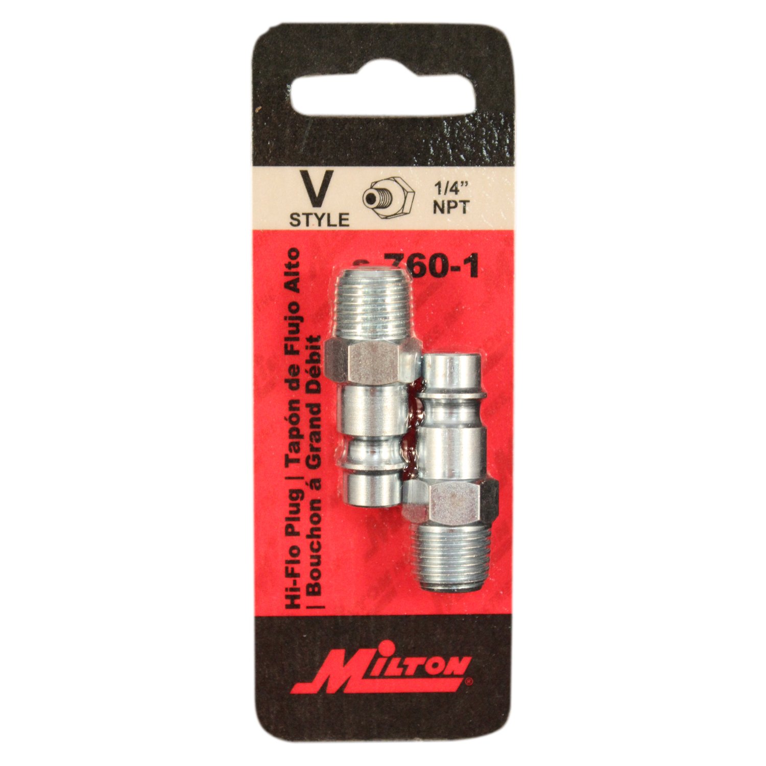 Milton S-760-1 1/4" MNPT V Style High Flow Steel Plug - Pack of 2
