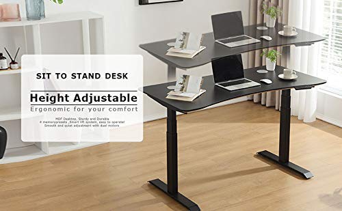 Lifease Height Adjustable Desk Electric Standing Desk Home Office Desk Dual Motor with Arc Desktop 4 Memory Setting (Black Frame+Black Desktop)