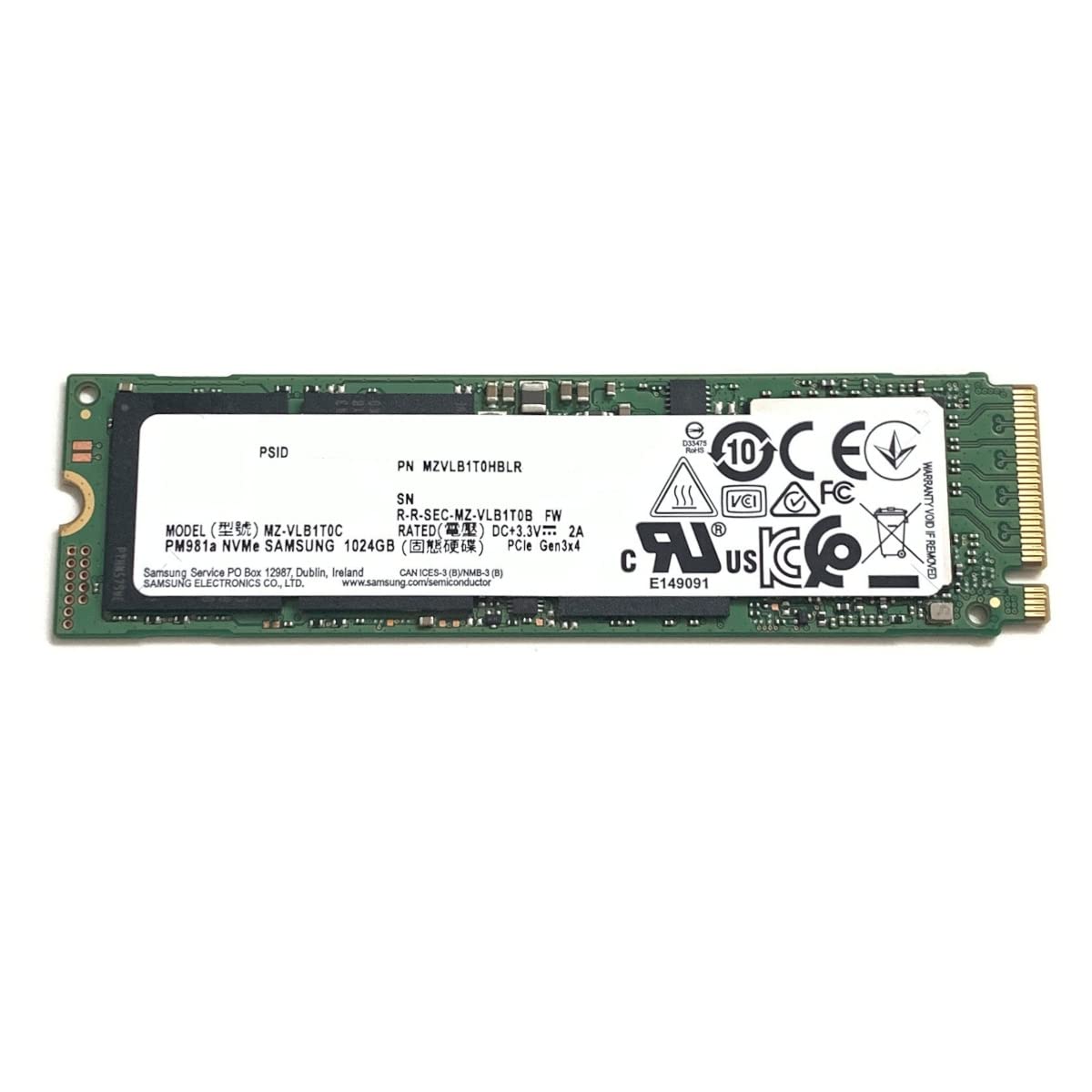 Samsung SSD 1TB PM981a M.2 2280 NVMe PCIe 3.0 MZVLB1T0HBLR Solid State Drive for Dell HP Lenovo Laptop Desktop