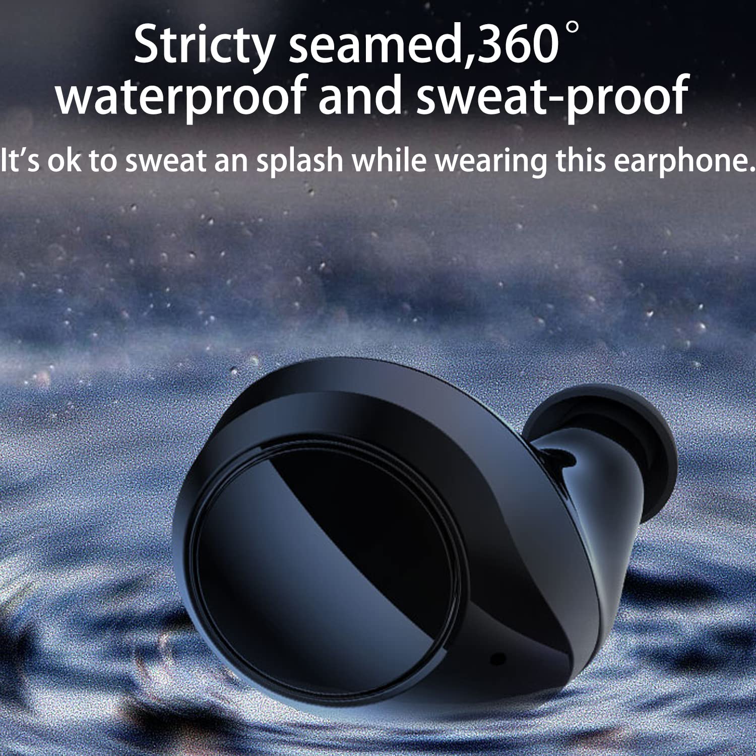 WHITOR Waterproof Wireless Headphones,5.0 Bluetooth Wireless Earplugs with Touch Control,Running Stereo e-Sports Game Headset with 10m Connection,Small Fuselage/Noise Reduction/Charging Box (Black)