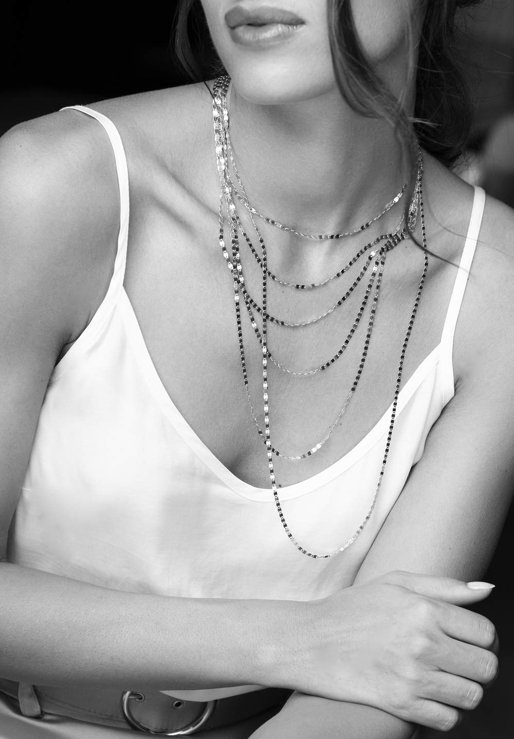 Miabella Italian 925 Sterling Silver Sparkle Mirror Link Chain Necklace for Women, Made in Italy (Length 20 Inches)
