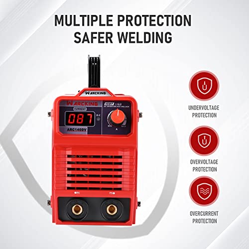 WARCKING 140A Digital Stick Welder, 110/220V Dual Voltage IGBT Inverter ARC Welding Machine, Mini Portable MMA Welder Machine with Hot Start and Anti-Stick