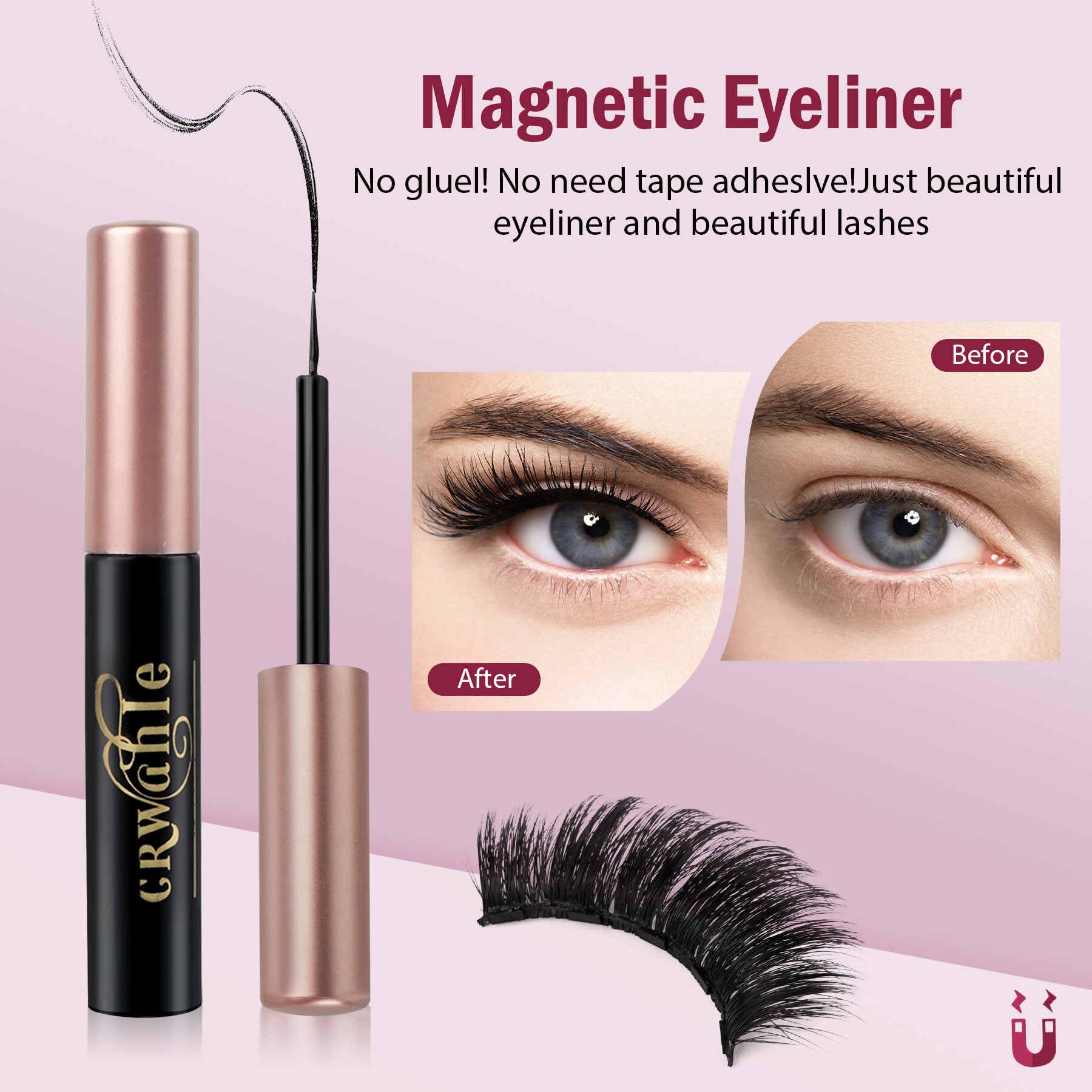 Magnetic Eyelashes Kit , Crwahie 10 Pair Magnetic Lashes with Eyeliner & Tool, 3D Long Lasting Magnetic Eyelashes Natural Look Reusable Sweatproof False Eyelashes, Easy to Wear, No Glue Needed